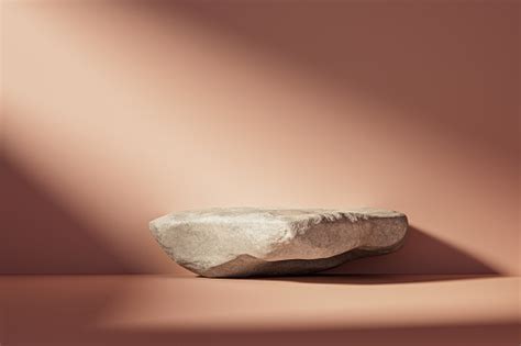 3d 프리젠테이션 받침대 또는 햇빛에 의해 조명된 분홍색 방의 연상 연단에 대한 스톡 사진 및 기타 이미지 연단 돌 건축자재 건설 플랫폼 Istock