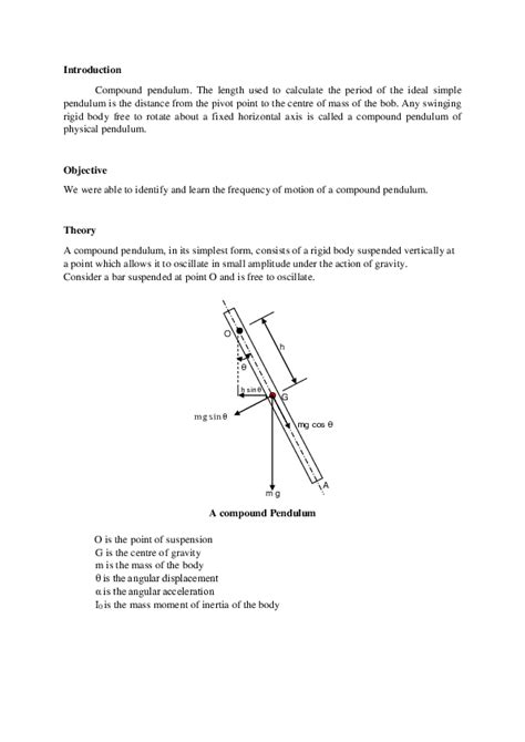 Pendulum Experiment Lab Report At Sherman Aragon Blog