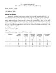 Nutrient Watershed Effects Lab Report Template Fall Docx EVR L Fall
