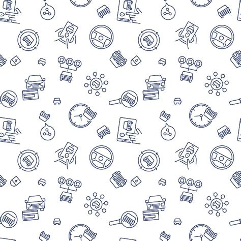 Premium Vector Carsharing Seamless Background Vector Car Rental Outline Pattern