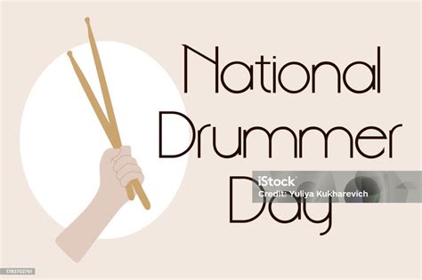 나무 드럼 스틱을 들고 있습니다 내셔널 드러머 데이 카드 교차된 나무 드럼 스틱 격리된 설계 요소 음악 컨셉 평면 만화 스타일의