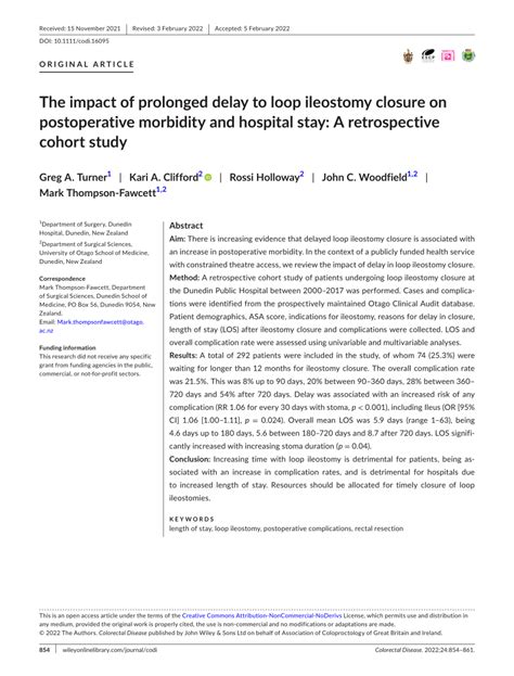 Pdf The Impact Of Prolonged Delay To Loop Ileostomy Closure On