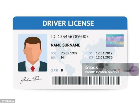 편평한 남자 드라이버 라이센스 플라스틱 카드 템플릿 Id 카드 벡터 일러스트 레이 션 운전면허증에 대한 스톡 벡터 아트 및 기타 이미지 운전면허증 신분증 운전하기