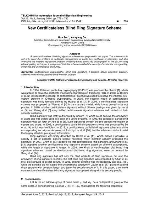 Pdf New Certificateless Blind Ring Signature Scheme