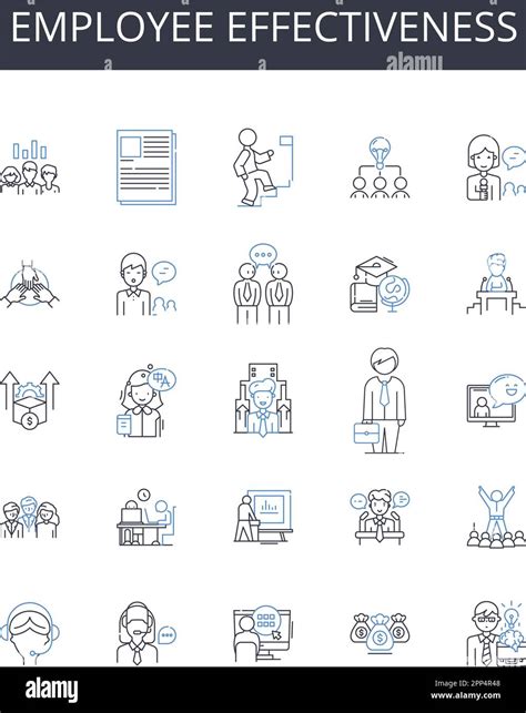 Employee Effectiveness Line Icons Collection Team Productivity Efficient Management Workforce
