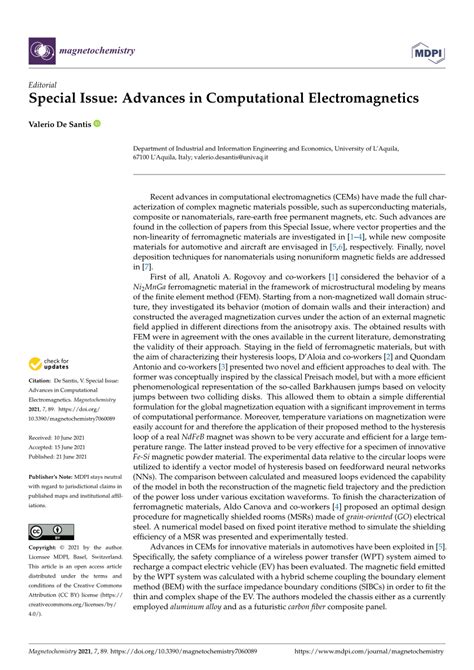 Pdf Special Issue Advances In Computational Electromagnetics