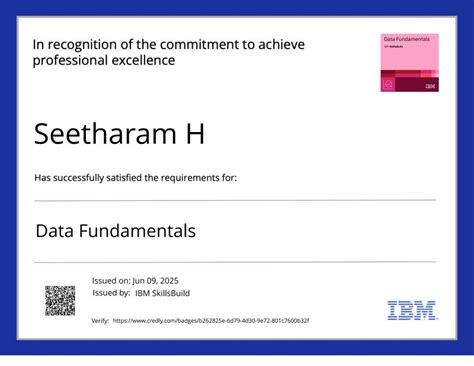 Datafundamentals Ibm Skillsbuild Certification Lifelonglearning