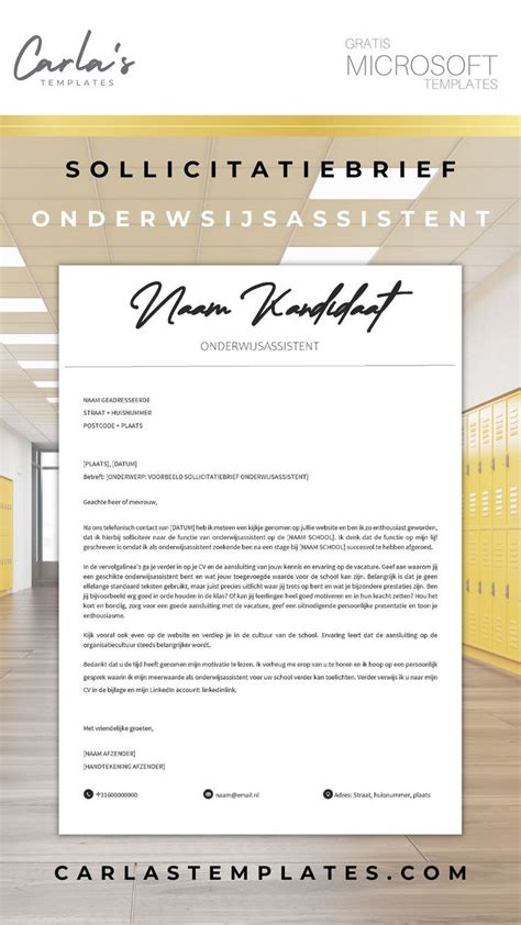 Voorbeeld Sollicitatiebrief Onderwijsassistent Artofit