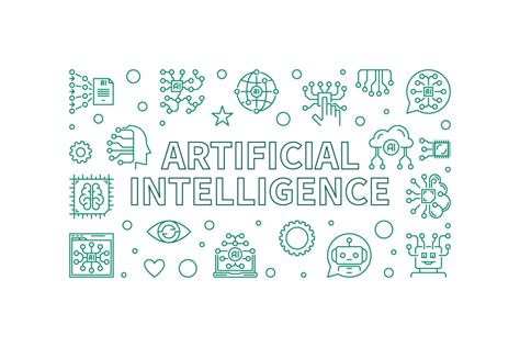 Artificial Intelligence Concept Line Horizontal Banner Vector Ai