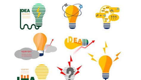 아이디어 개념 아이콘 플랫 전구 모양 컬러 디자인 Eps Ai Uidownload