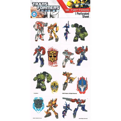 Transformers Prime Tattoos 1 Sheet Fashion For Fun
