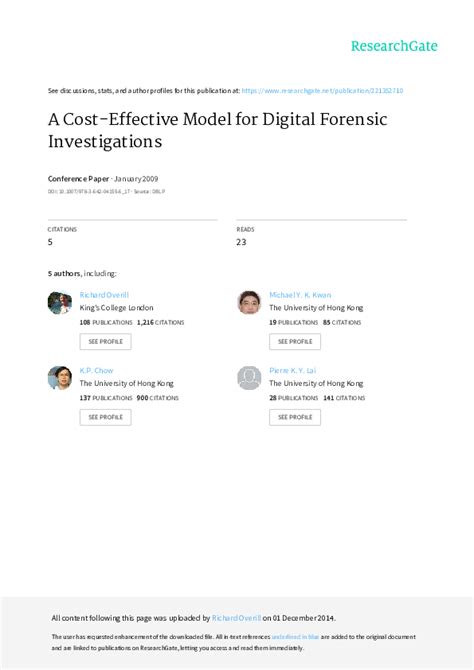 Pdf A Cost Effective Model For Digital Forensic Investigations