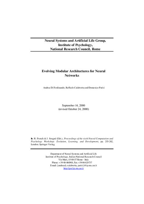 Pdf Evolving Modular Architectures For Neural Networks