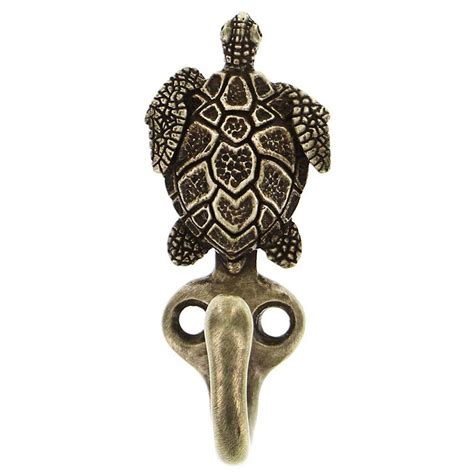 Clothing Hook Collection Turtle Pollino Hook In Antique Brass By