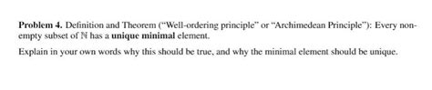 solved problem 4 definition and theorem “well ordering