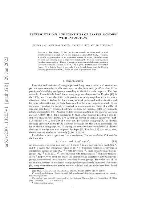 Pdf Representations And Identities Of Baxter Monoids With Involution