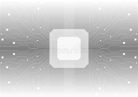 Grey Abstract Circuit Board Chip Background Stock Vector Illustration