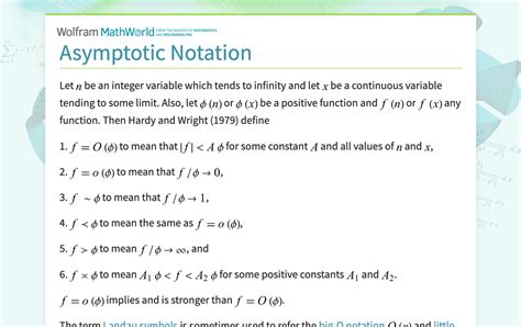 Asymptotic Notation From Wolfram Mathworld