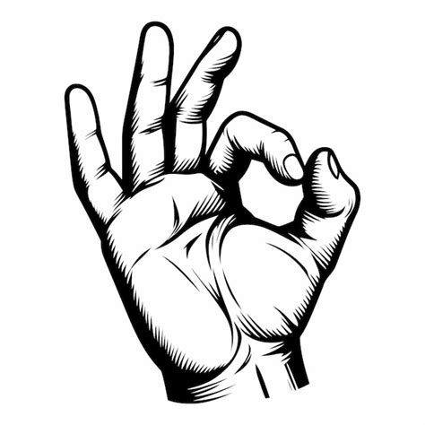 Ilustración Vectorial De Una Mano Haciendo Un Signo Ok Vector Premium