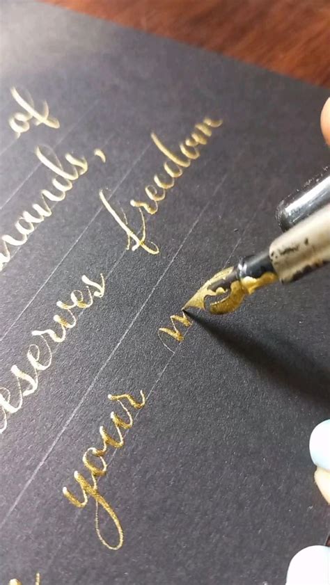 Pointed Pen Calligraphy With Golden Ink