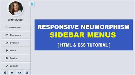 Responsive Neumorphism Sidebar Menus Using Html And Css Youtube