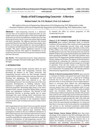 IRJET Study Of Self Compacting Concrete A Review PDF