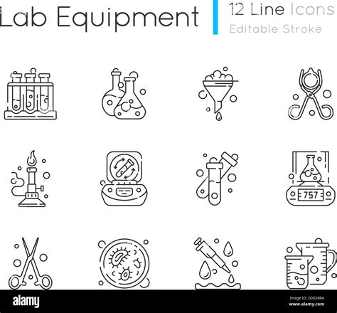 Lab Equipment Linear Icons Set Stock Vector Image Art Alamy