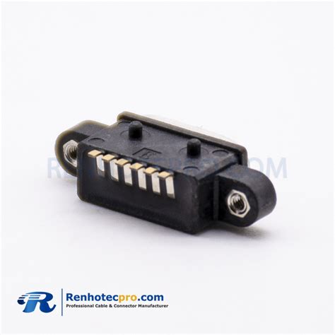 Waterproof Type C Connector Female Socket 6p Smt With Waterproof Ring