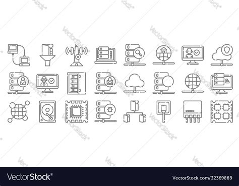 Database And Servers Line Icons Linear Set Vector Image