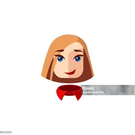 파란 눈과 붉은 스트레이트 머리 소녀 캐릭터 레드 칼라와 여성 캐릭터 얼굴입니다 한 사업가 마스코트 젊은 여자 아바타입니다