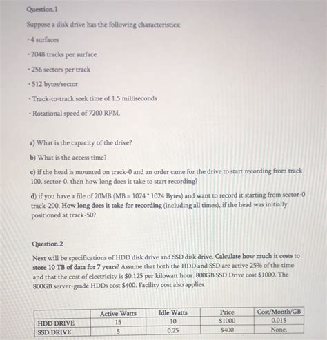 Question 1 Suppose A Disk Drive Has The Following Chegg Com