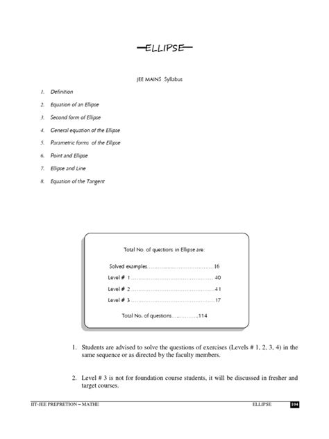 Ellipse Complete Pdf Pdf Ellipse Analytic Geometry