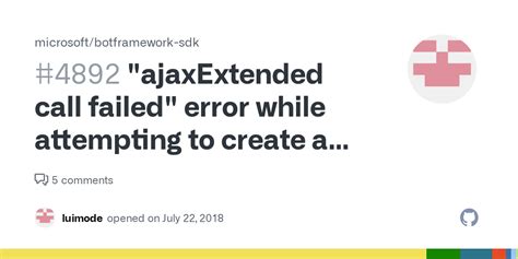 ajaxextended call failed error while attempting to create a web app