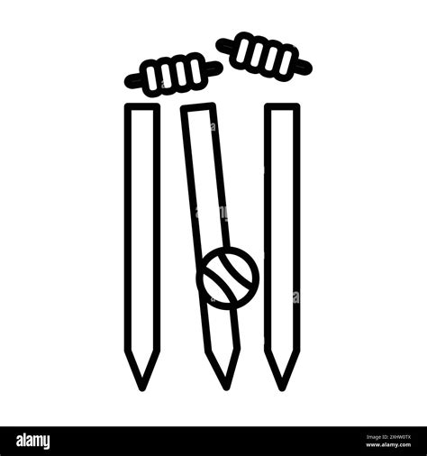 Wicket Stump Icon Linear Logo Mark Set Collection In Black And White