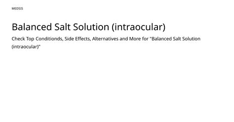 Balanced Salt Solution Intraocular Meds Is
