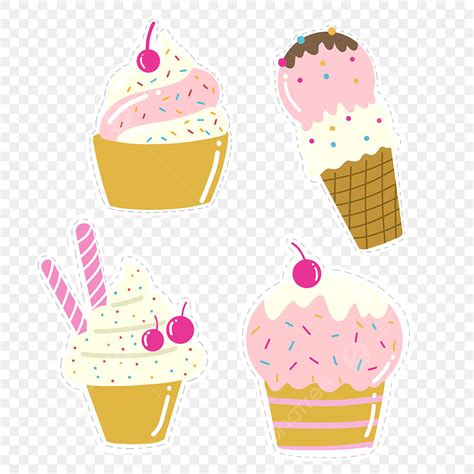 Kawaii 핑크 디저트 일러스트 스티커 세트 단 분홍 디저트 Png 일러스트 및 Psd 이미지 무료 다운로드 Pngtree