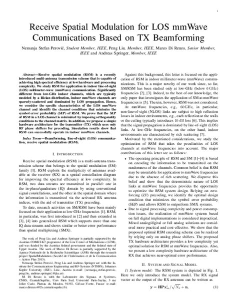 Pdf Losing Beamforming For Mmwave Rsm In Los