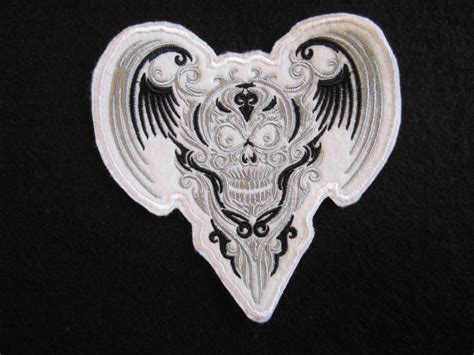 Embroidered Winged Skull Iron On Patch Skull Patch Skeleton Etsy