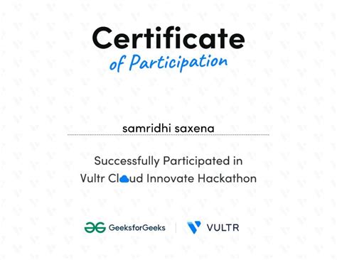 samridhi saxena on linkedin geeksforgeeks hackathon vultr