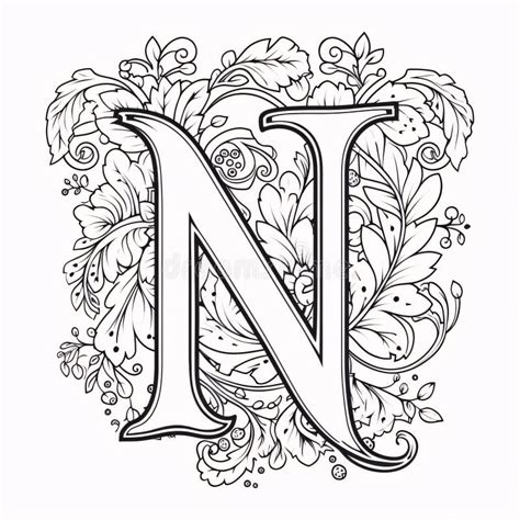 Beautiful Monogram For Coloring Book Letter N Stock Illustration Illustration Of Number Text