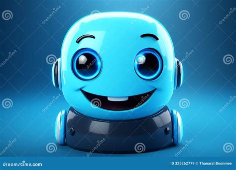 Cute Cartoon Robot Bot With Friendly Smile On Screen Perfect For Tech Designs Stock