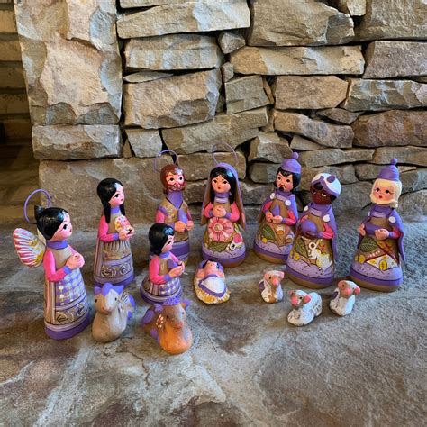 Mexican Nativity Set Hand Crafted Clay Nativities Grande Mexdecor