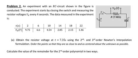 Solved VR T Problem An Experiment With An RC Circuit Chegg Com