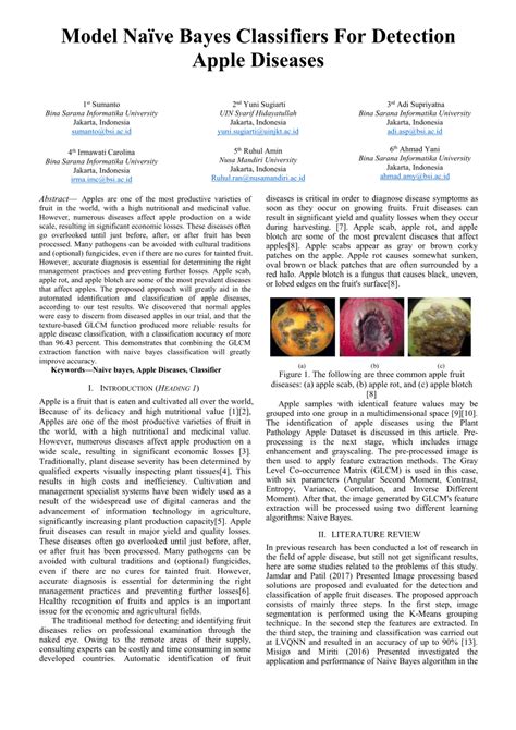 Pdf Model Naïve Bayes Classifiers For Detection Apple Diseases