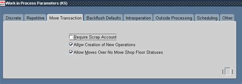 Oracle Applications Oracle WIP Move Transaction Parameters