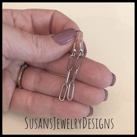 Paperclip Earrings Stainless Steel Jewelry Rectangle Design Paper