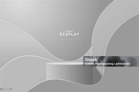제품 디스플레이를 위한 최소한의 벽 장면 회색 3d 실린더 연단 받침대는 기하학적 곡선 모양으로 사실적입니다 쇼케이스를 위한
