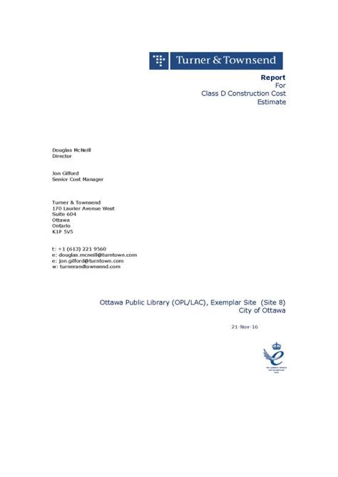 Construction Pdf 83806 Doc 10 Report For Class D Construction Cost