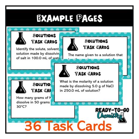 Solution Chemistry Task Cards Concepts And Calculations Tpt