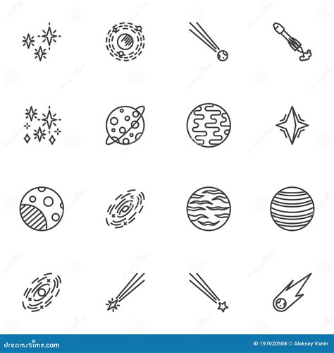 Cosmos Space Line Icons Set Stock Vector Illustration Of Discovery Flying 197020508